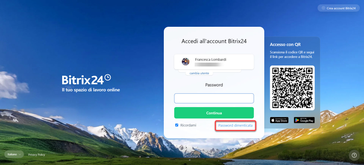 Recupera password in Bitrix24